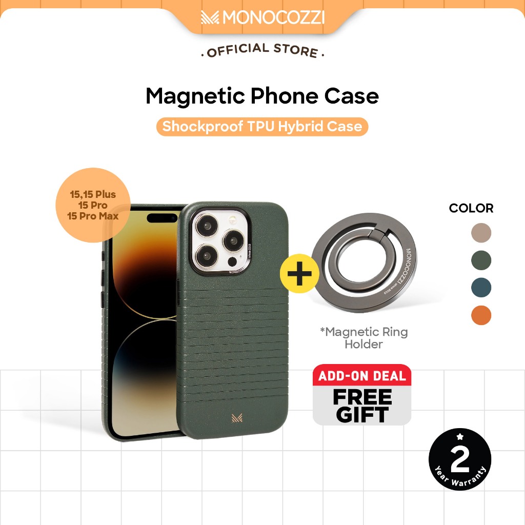 Monocozzi LUCID REFINED Leather Magnetic Charging Case For iPhone 15 Pro/15 Pro Max | Shopee ...