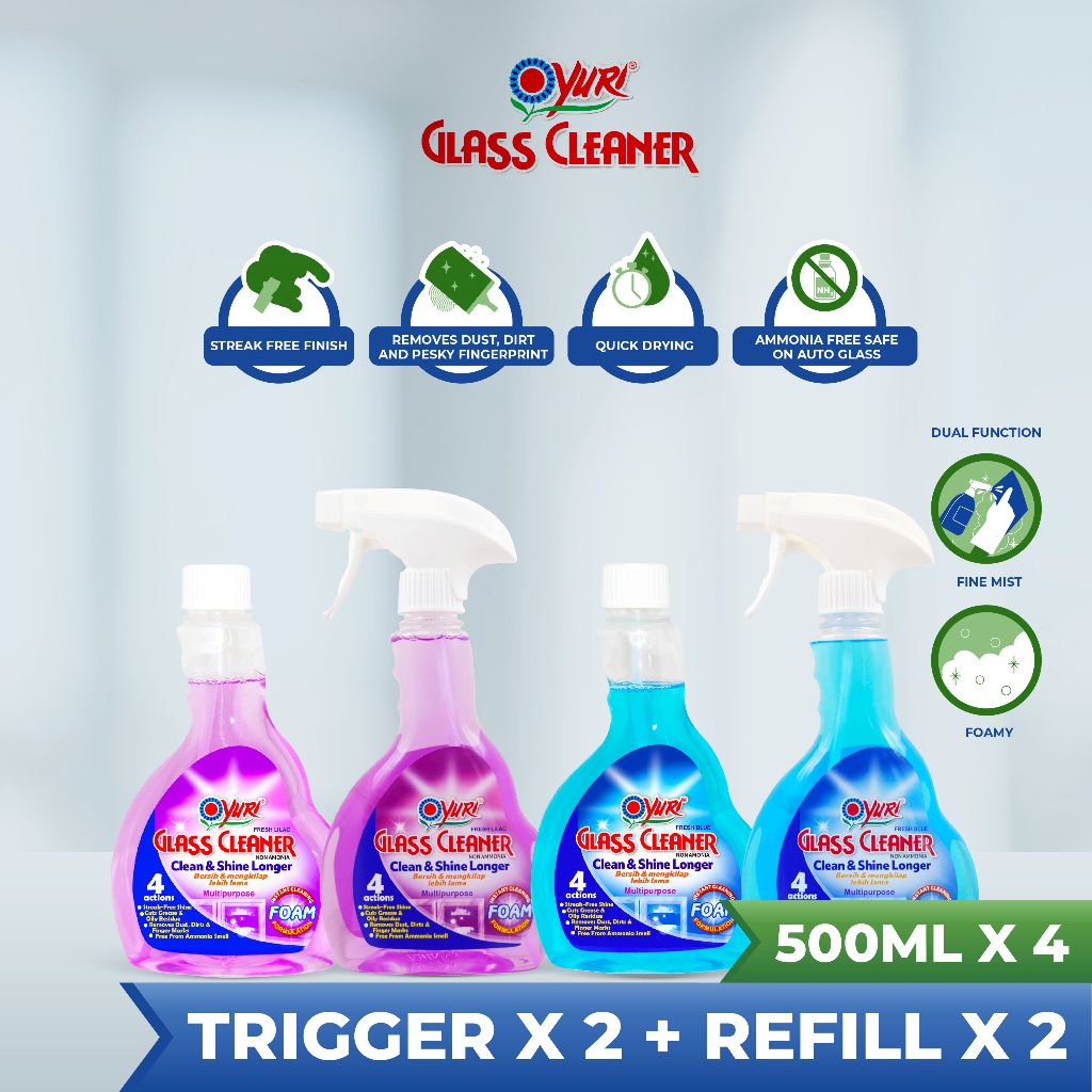 [Bundle of 2] Yuri Foaming Glass Cleaner Bundle (500mlx2)x2 | Shopee ...