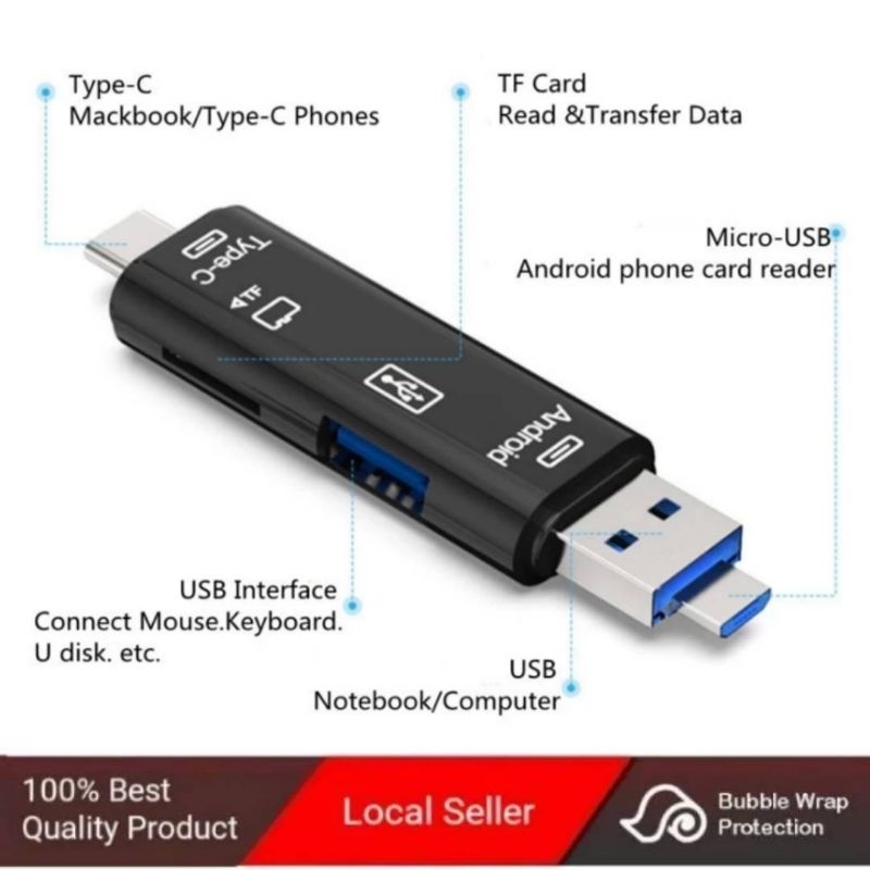 (🇲🇾 STOCK) 5 in 1 USB 3.0 Type C / USB / Micro USB SD TF Memory Card Reader USB Drive | Shopee ...