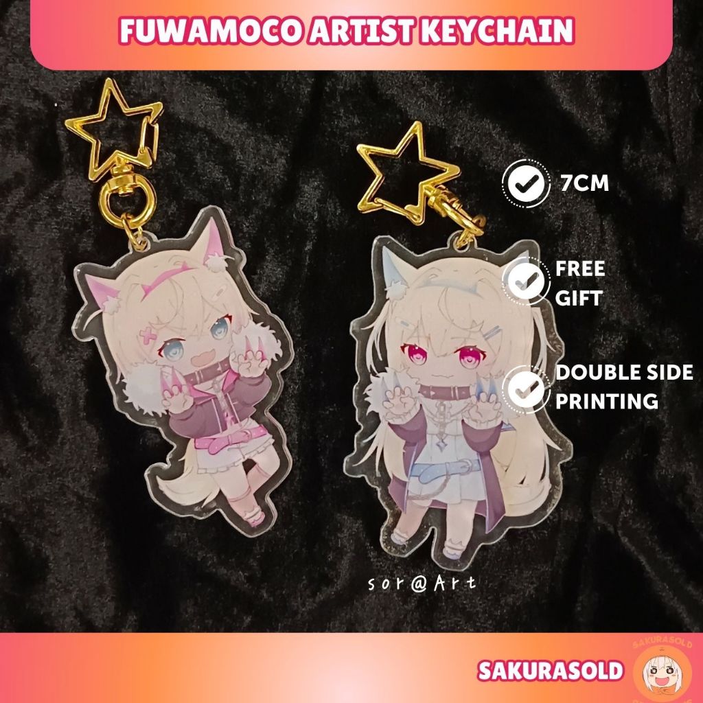Hololive Advent Fuwamoco Keychain Hololive Keychain Fuwawa Mococo ...