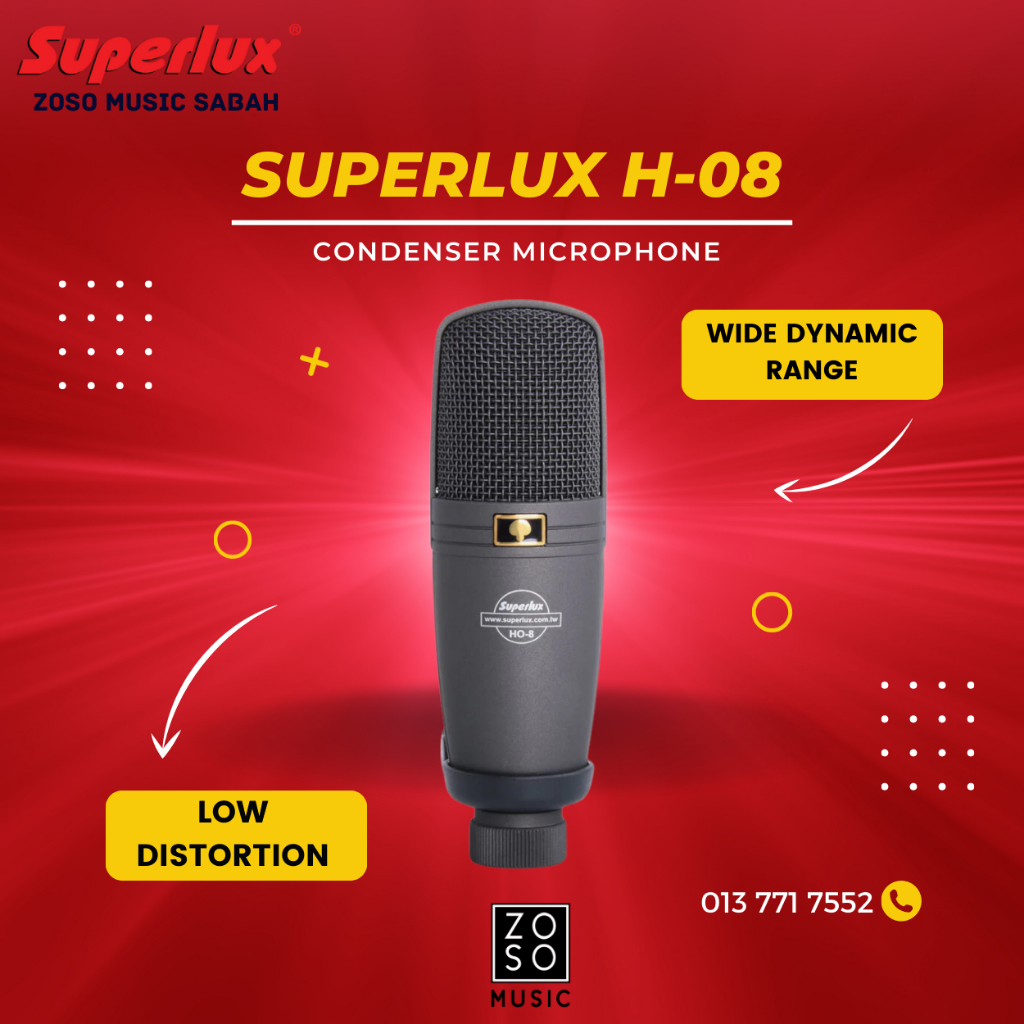SUPERLUX H-08 PROFFESIONAL STUDIO CONDENSER MICROPHONE | Shopee Malaysia