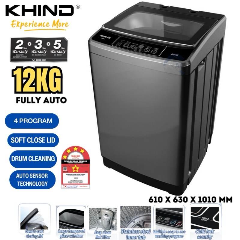KHIND 8KG | 10KG | 12KG FULLY AUTO WASHING MACHINE TOP LOADING WM80A ...