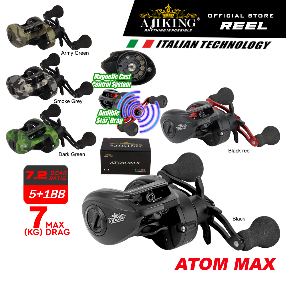 [LIMITED EDITION] Ajiking Atom Max Baitcasting Fishing Reel Left Handle ...