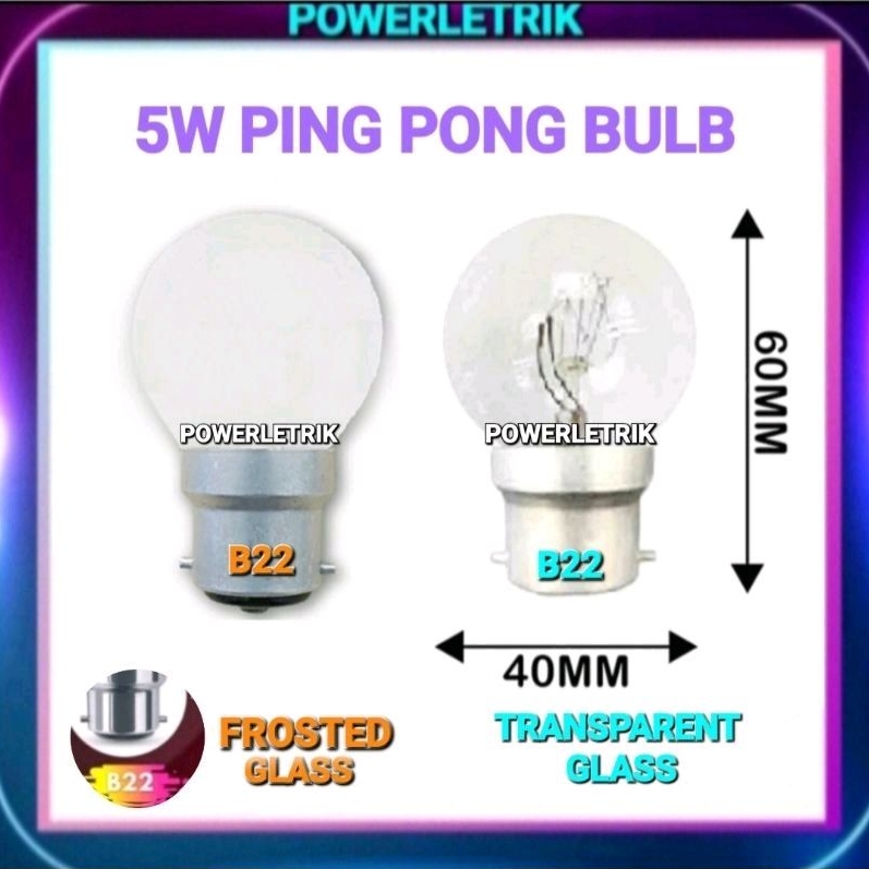 *READY STOCK* (10PCS) 5W BC PIN B22 G40 INCANDESCENT FILAMENT PING PONG ...