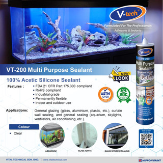 V-tech VT-200 Multi Purpose Sealant (100% Acetic Silicone Sealant ...