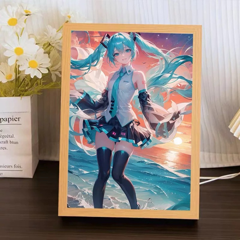 Hatsune Miku 初音未来 Light Painting Photo Frame Painting Lamp Figure Anime ...