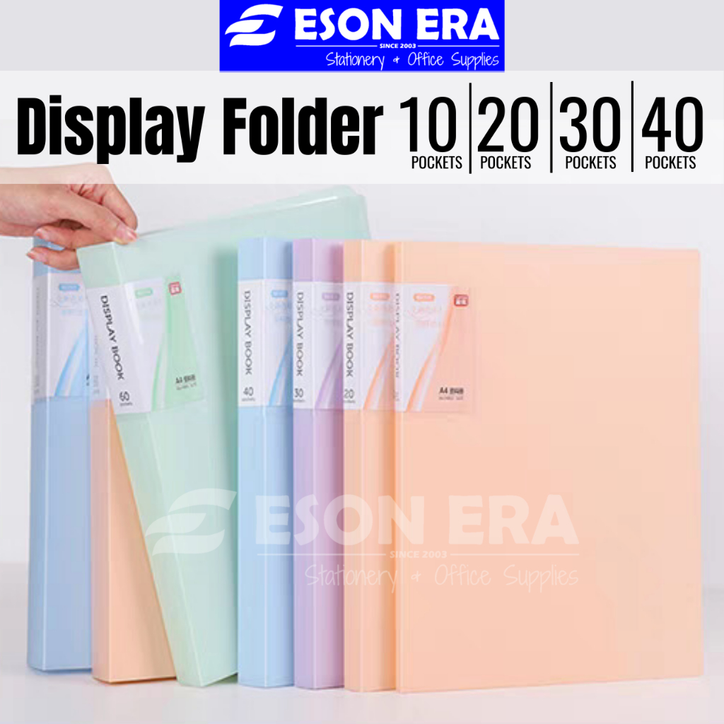 Clear Holder A4 10/20/30/40 Pockets Pastel Colour Soft Colour Display ...