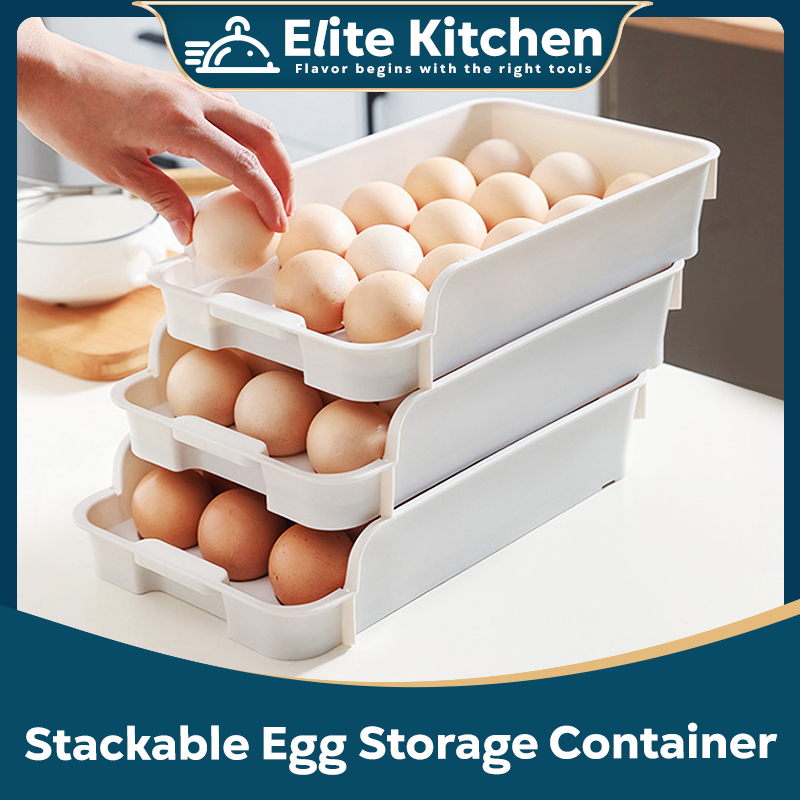 Elite Kitchen -15 Grid Egg Storage Tray Container Stackable Multilayer ...