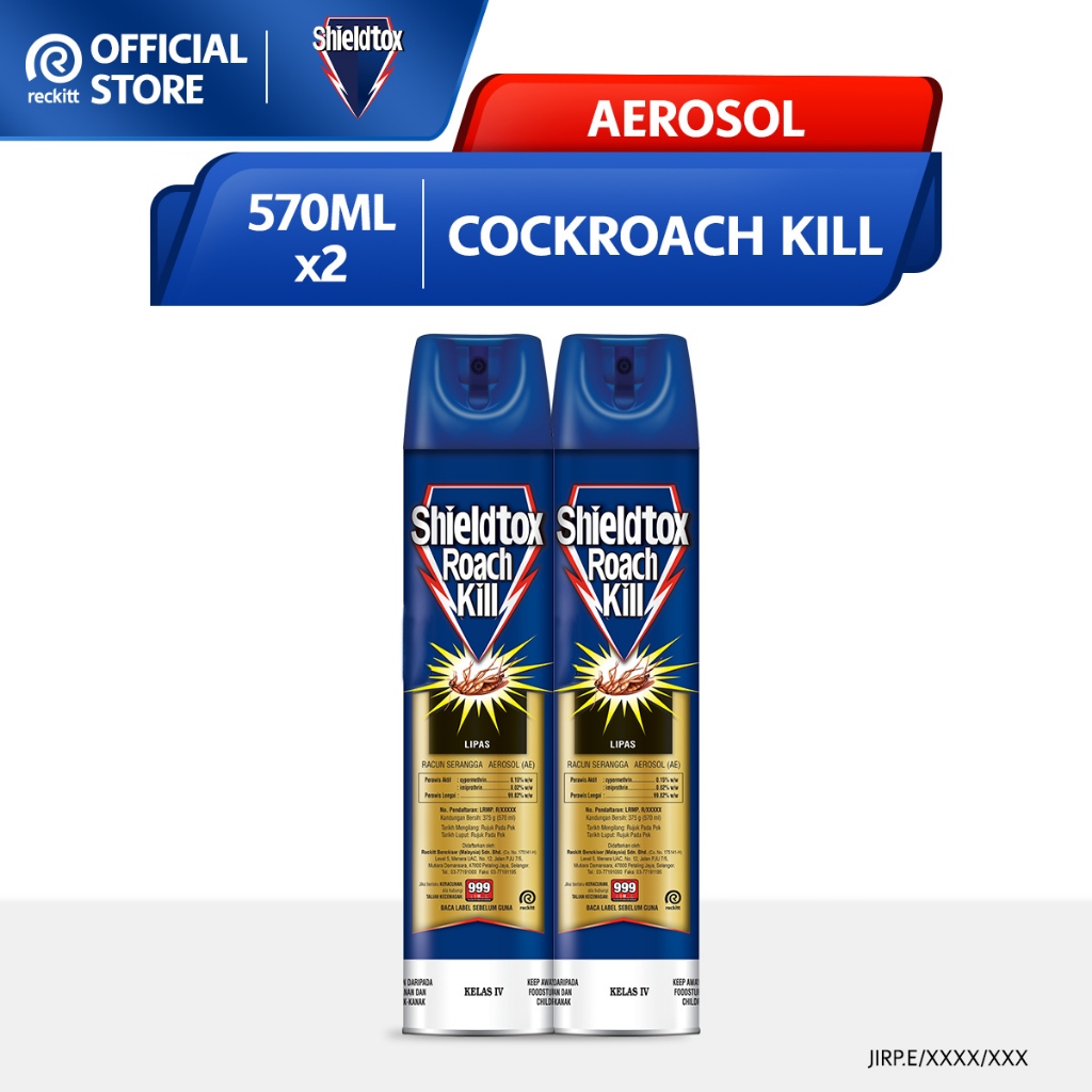 Shieldtox Cockroach Kill Aerosol (570ml) Twin Pack (Pembunuh Lipas ...