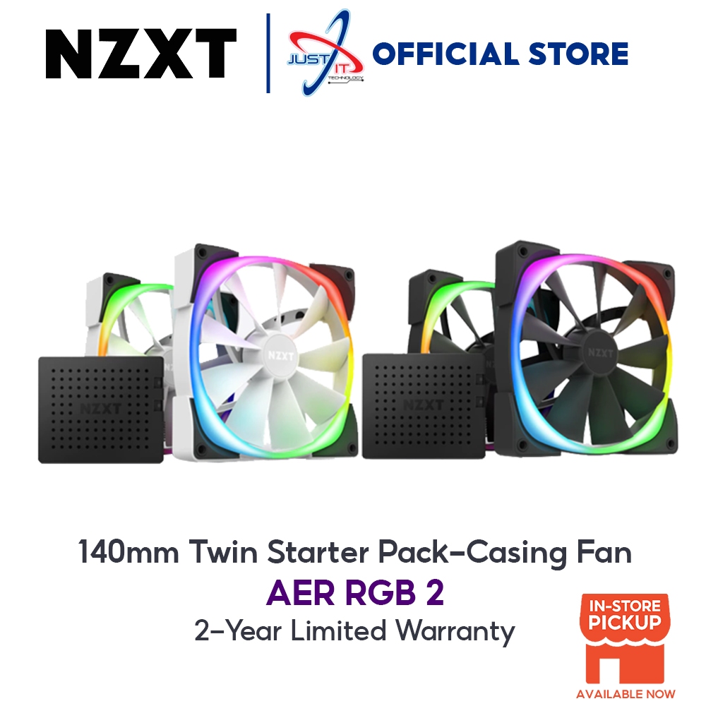NZXT AER RGB 2 TWIN STARTER PACK CASING / CASE FAN - 140mm (BLACK ...