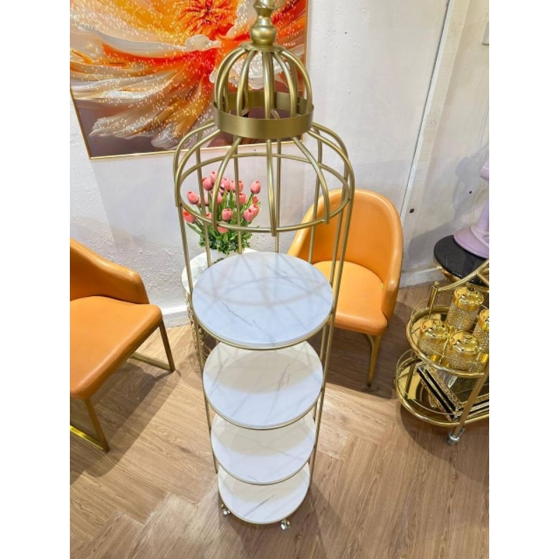 Gold cage Rack Rak Sudut 4 Layer design Marble each layer | Shopee Malaysia