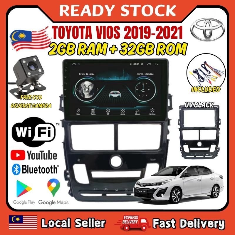 Toyota Vios 2019-2021 Android Player IPS Screen 1GB/2GB Ram + 32GB with ...