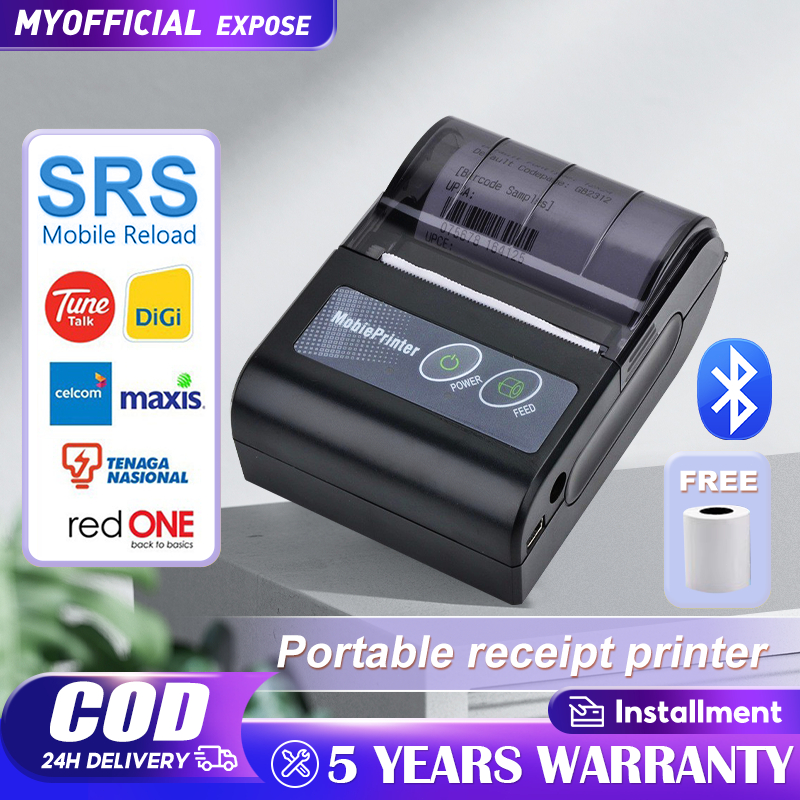 Receipt Printer Wireless Thermal Printer Bluetooth 58mm Printer Topup ...