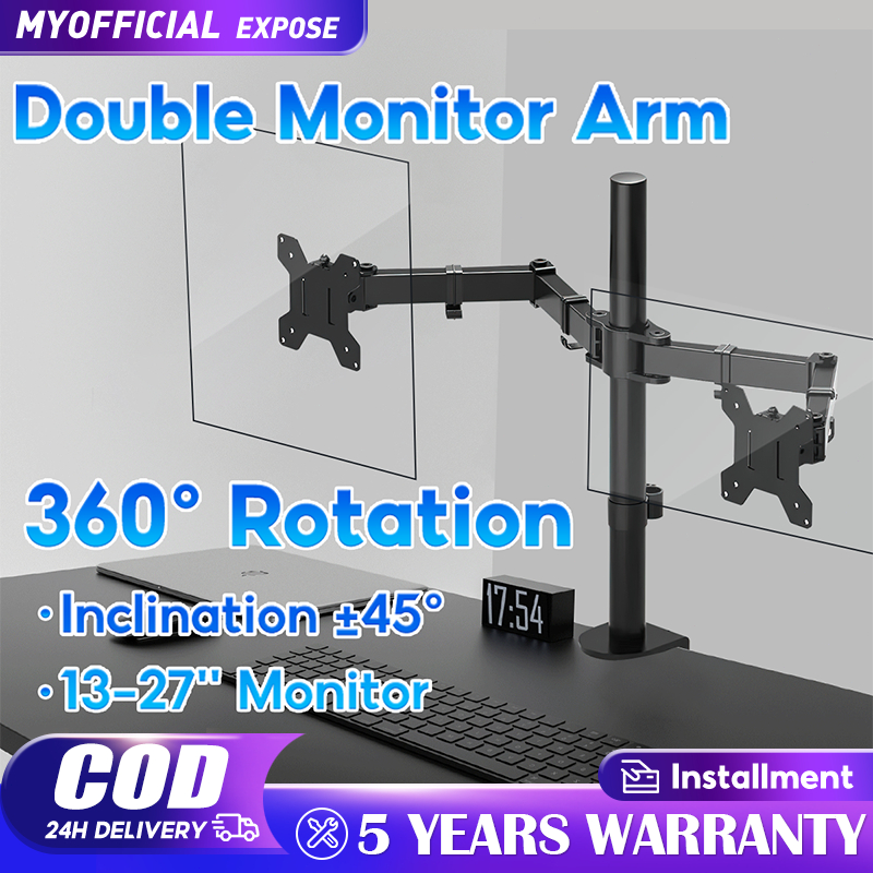 Monitor arm dual Desktop Mount Bracket 17-32 Inch Adjustable Monitor ...