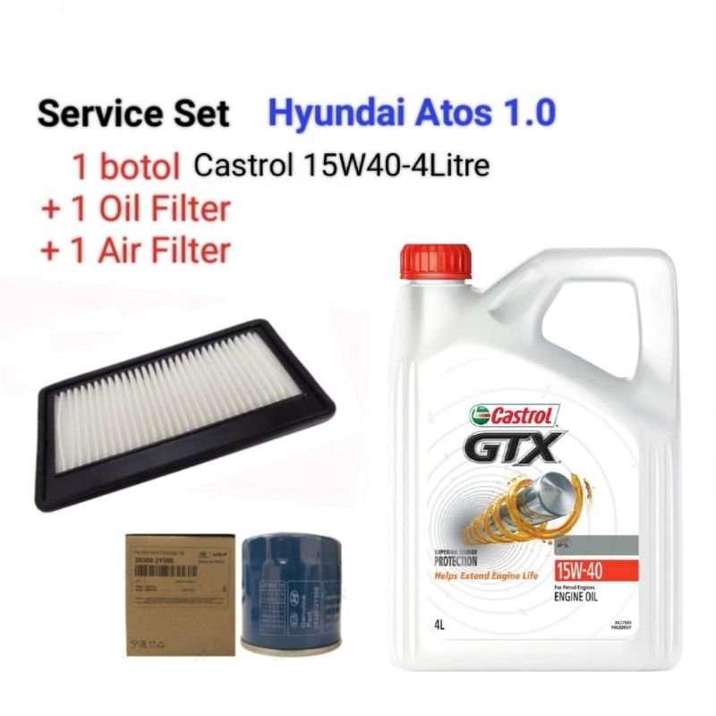 Hyundai Atos 1.0 Service Set (Castrol 15W40_4L +oil Filter 26300-2Y500 ...