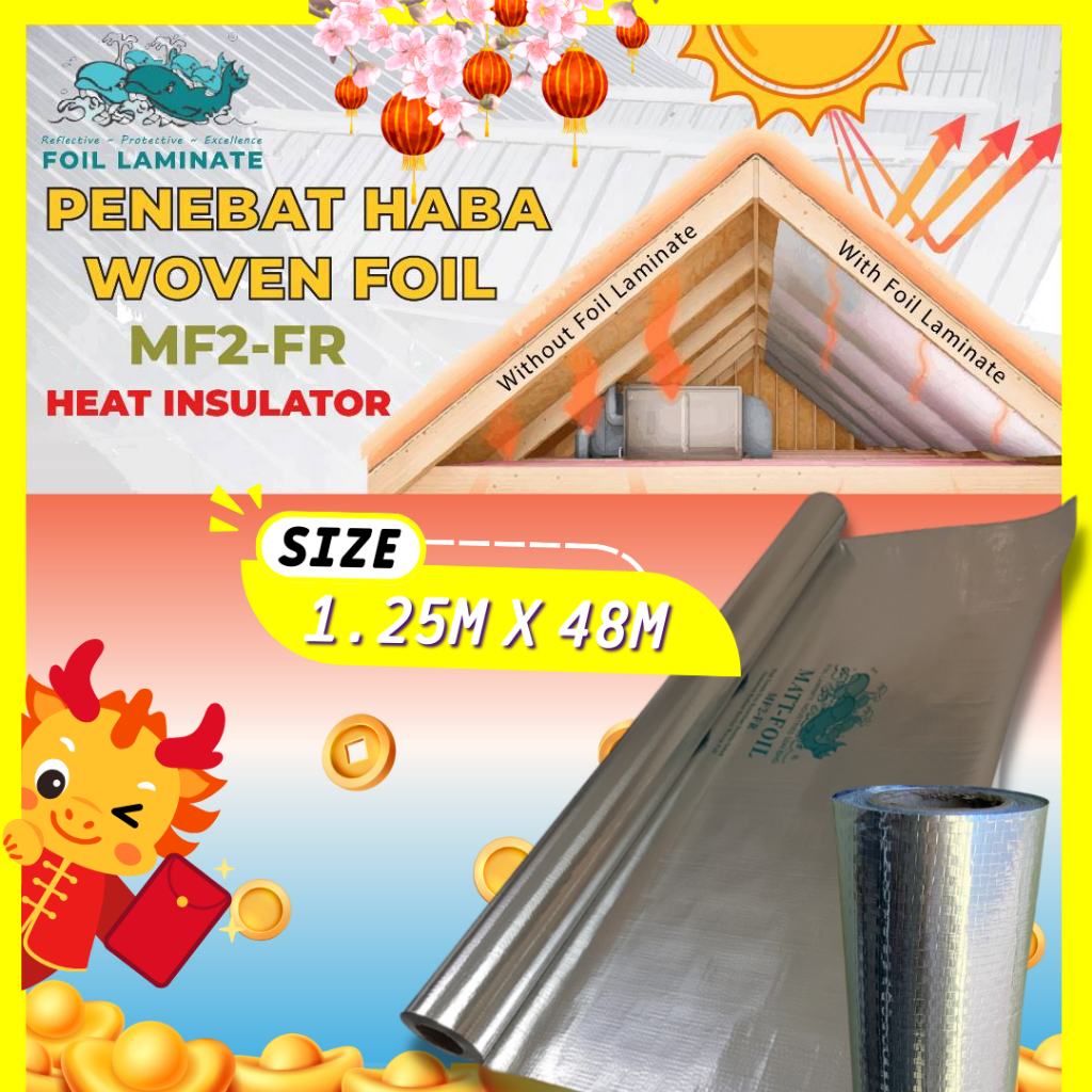 MF2-FR Aluminium Foil Woven Foil (48M-L) Penebat Haba Bumbung Rumah ...
