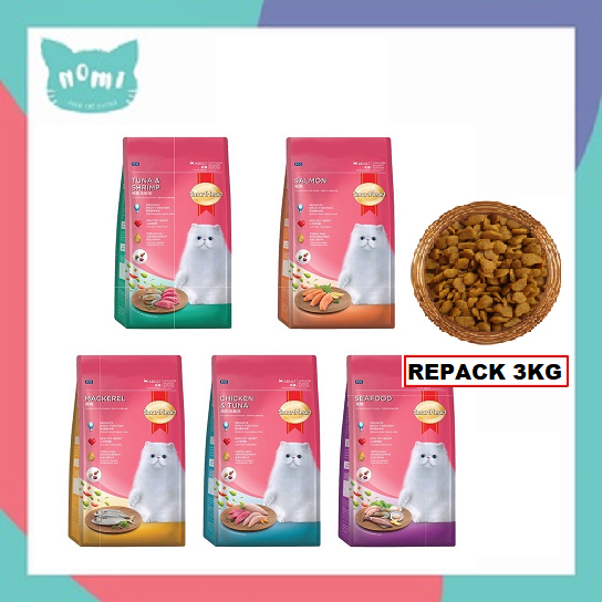 NOMI REPACK 3KG Smart Heart Ayam & Tuna Makanan Kucing Dewasa ...