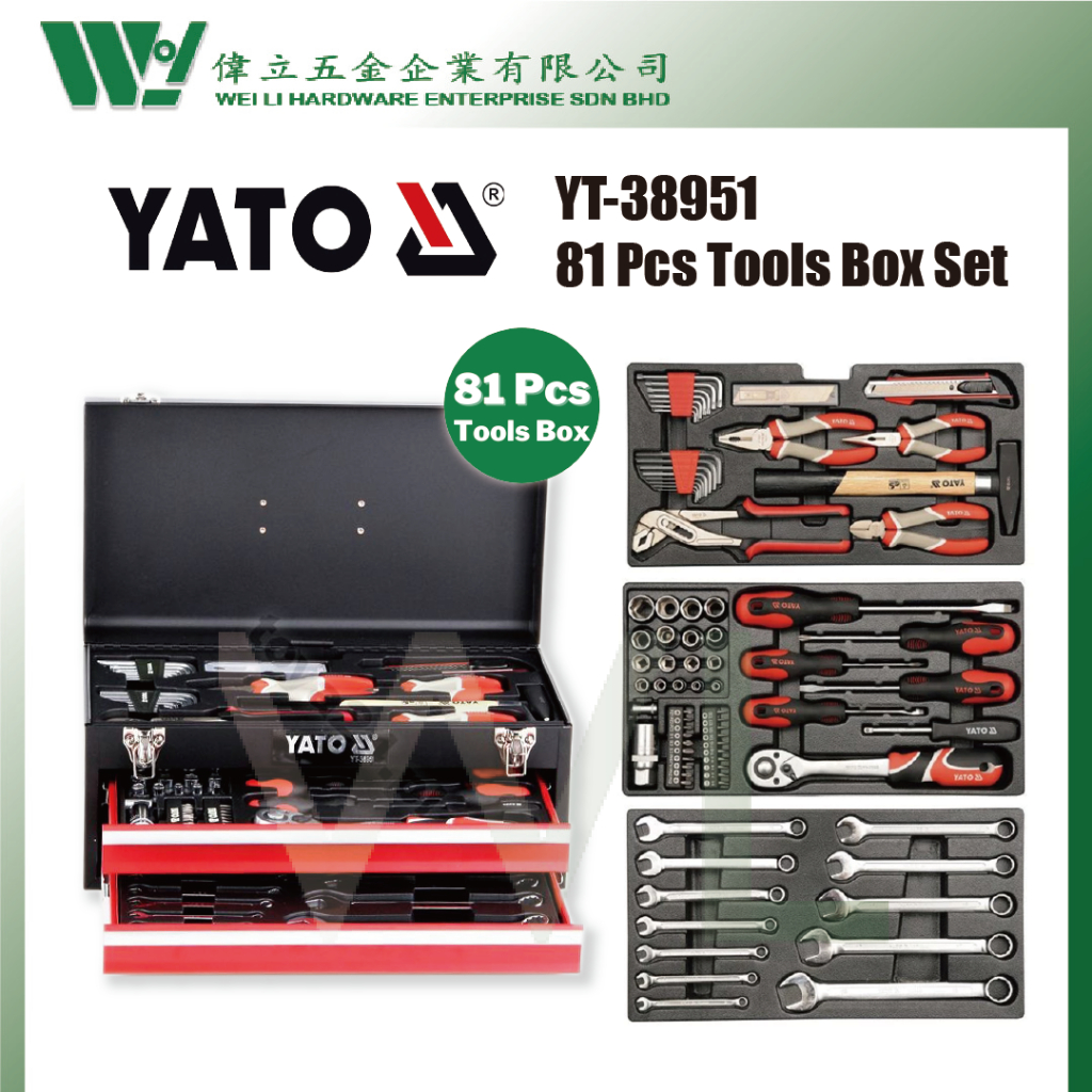 YATO YT-38951 81Pcs Tools Box Set / tools box set heavy duty / tool box ...