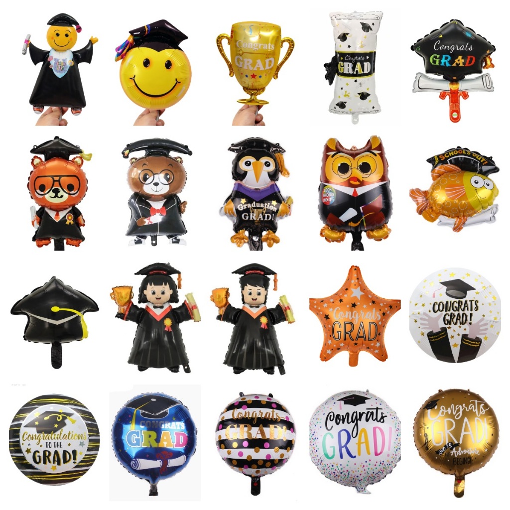 [Ready Stock] Round & Mini Graduation Themed Foil Balloon Congrats ...