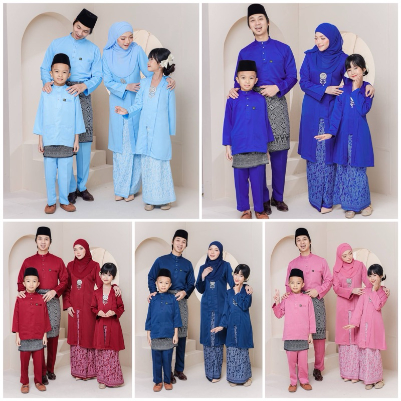 Family Set Raya 2024 . Kebarung Sedondon Ibu Anak . Baju Melayu Ayah ...