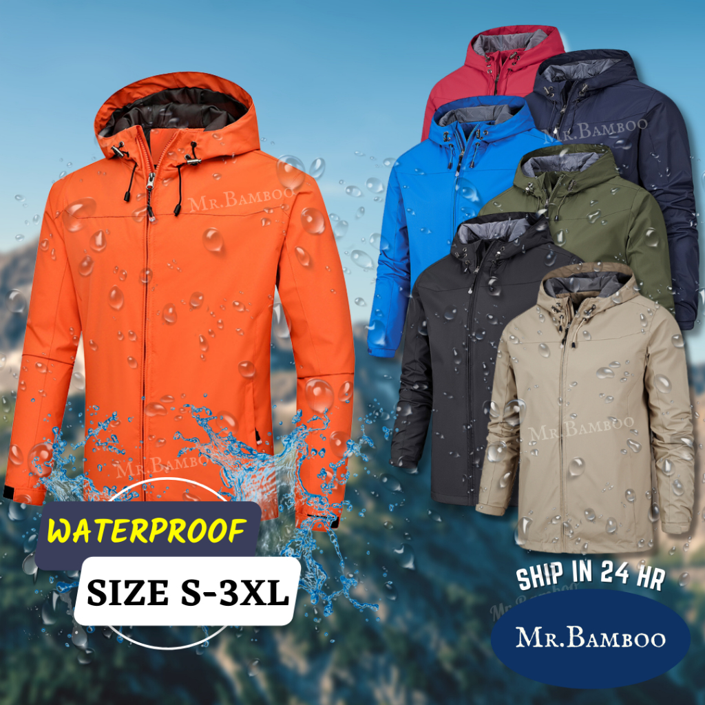 🇲🇾 MR.BAMBOO Unisex Jacket Waterproof Outdoor Windbreaker Jaket Motor ...