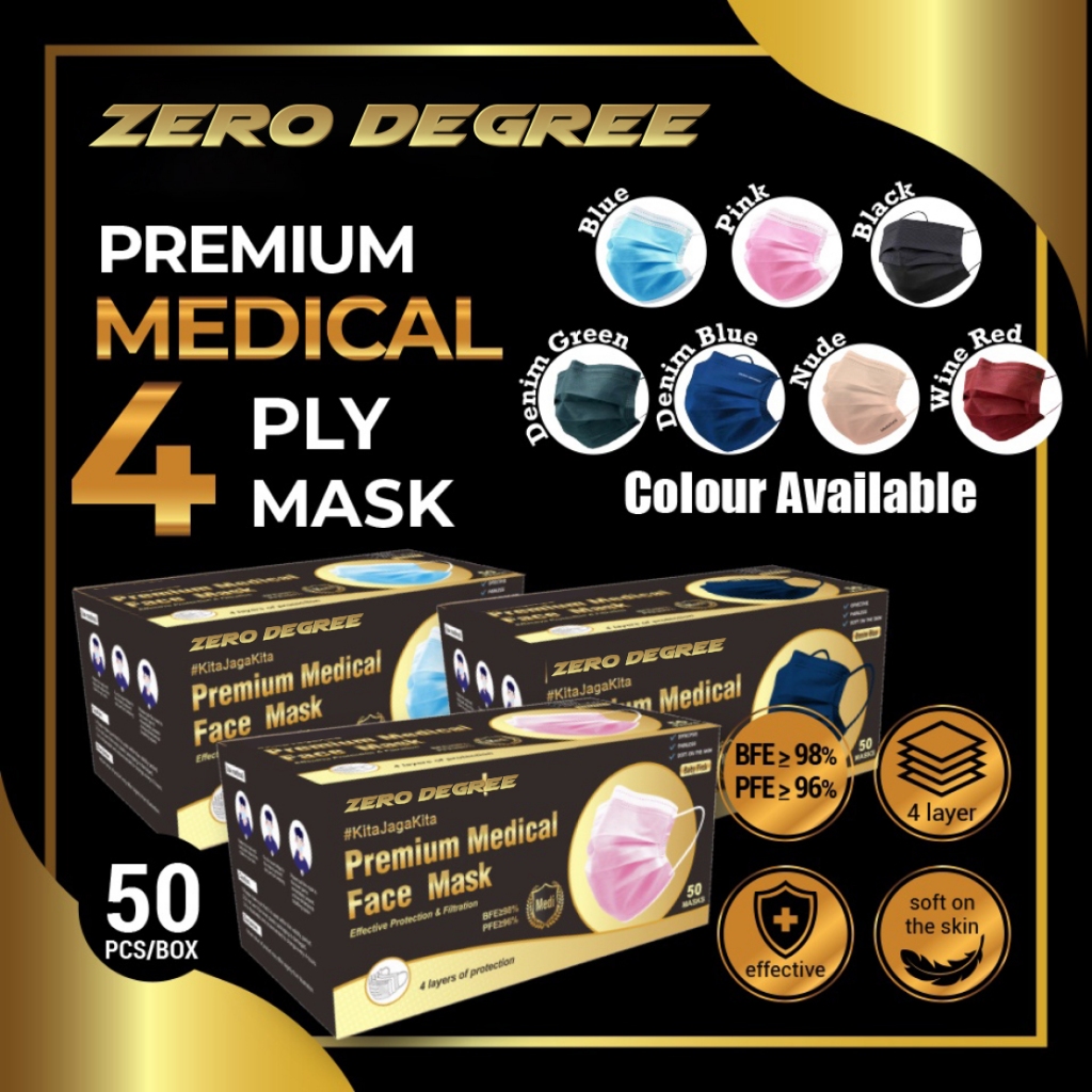 Zero Degree 50pcs Colour medical 4ply Face mask Disposable Face Mask ...