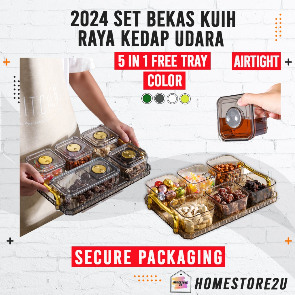 Bekas kuih raya set 2024 biskut kontena plastik transparent kedap udara ...