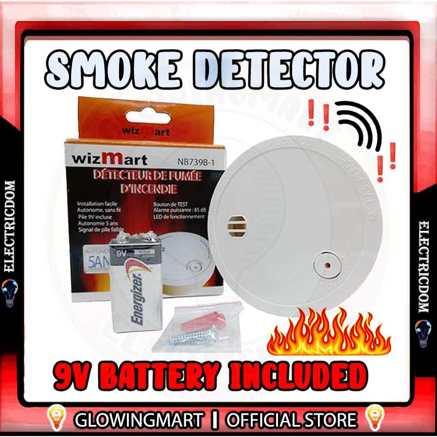 Wizmart Smoke Detector 9V Fire Alarm Self Contained Photoelectric Type ...