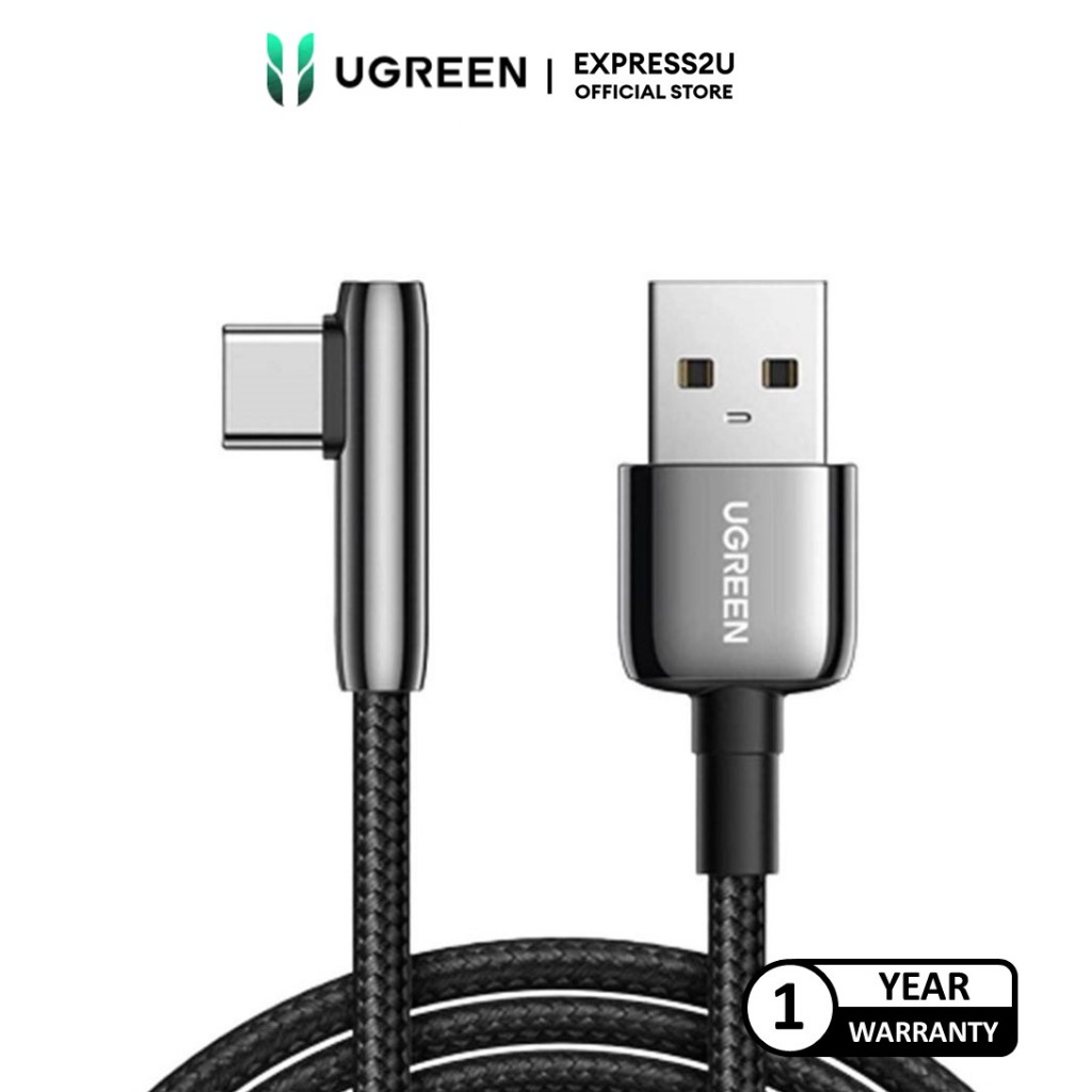 UGREEN USB-A 2.0 ANGLED USB-C CABLE ZINC ALLOY SHELL WITH BRAIDED 1M ...