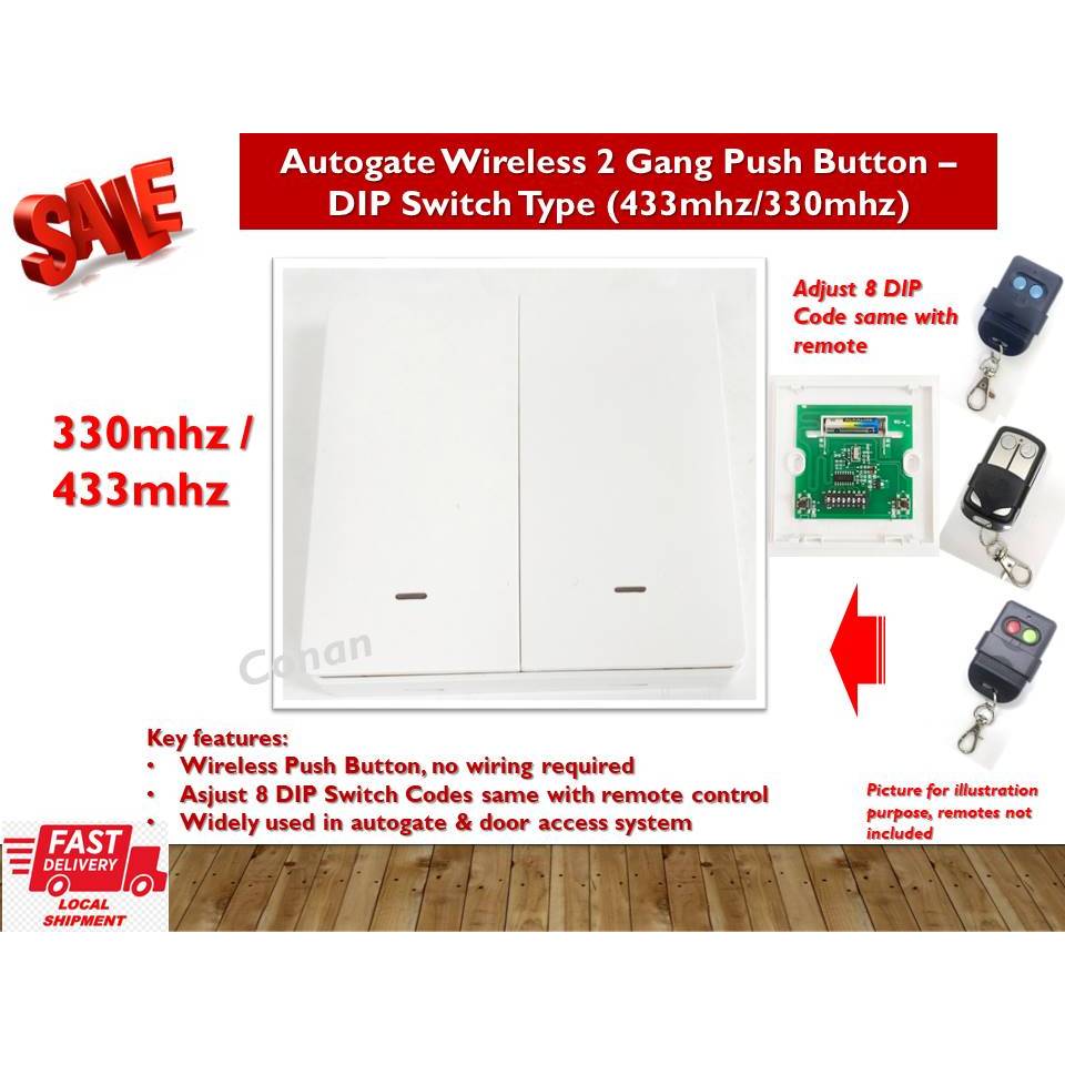 Wireless 2 Gang Push Button for Autogate Motor System / Door Access ...