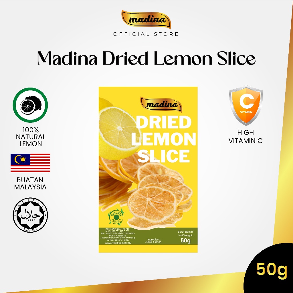 Dried Lemon Slice (50g/100g) Natural Dry Lemon Slices / Limau Kering ...