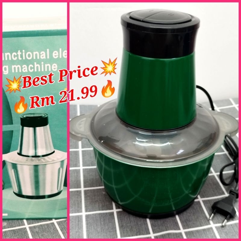 2L GREEN Stainless Steel Electric Meat Mincer Chopper Food Processor ...