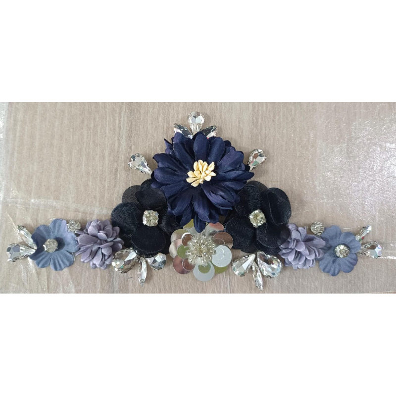 Flower 3d Patch with chunky beads / Bunga 3d dengan diamond tampal iron ...