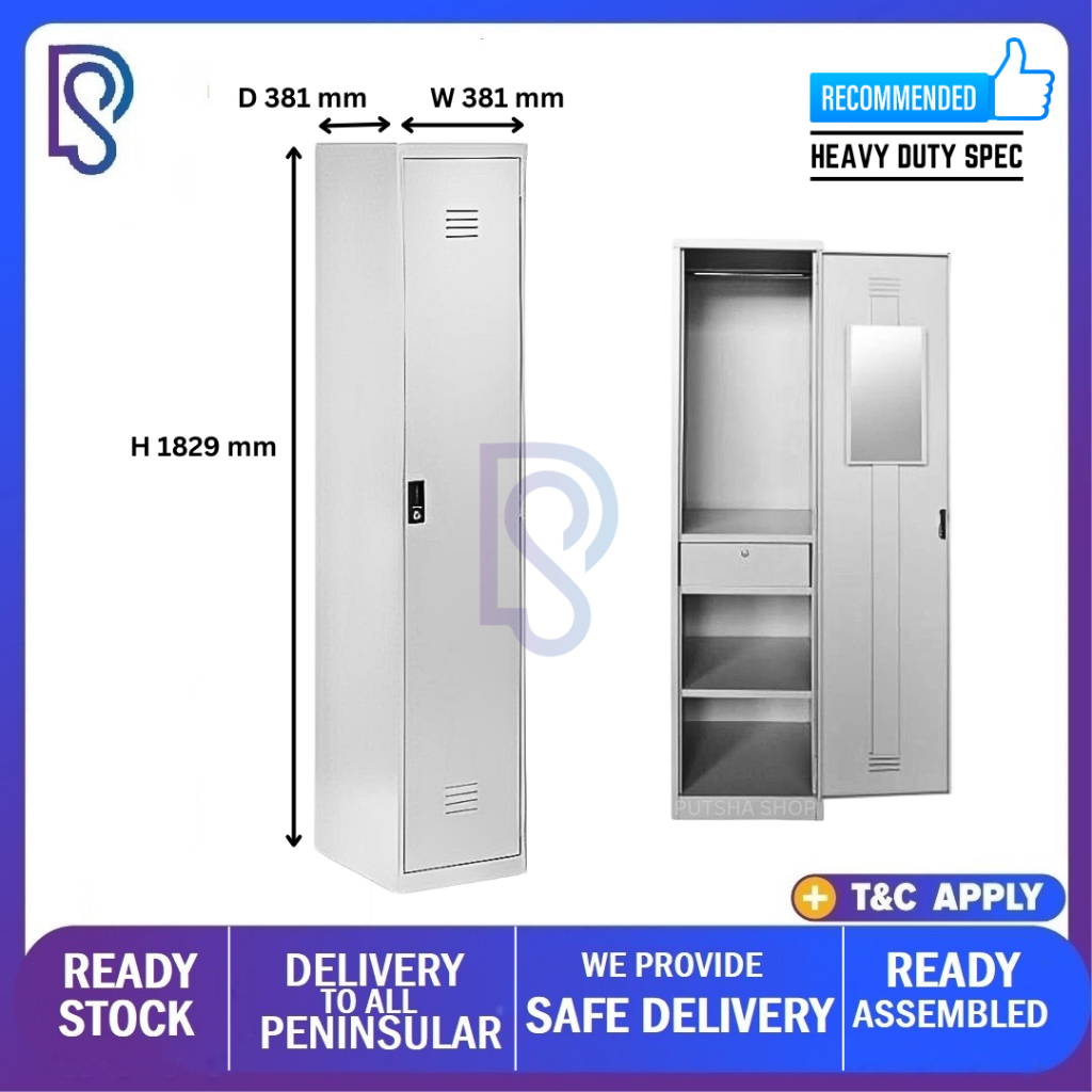 PUTSHA SHOP -Almari Besi / Metal Wardrobe single locker - ASSEMBLED ...