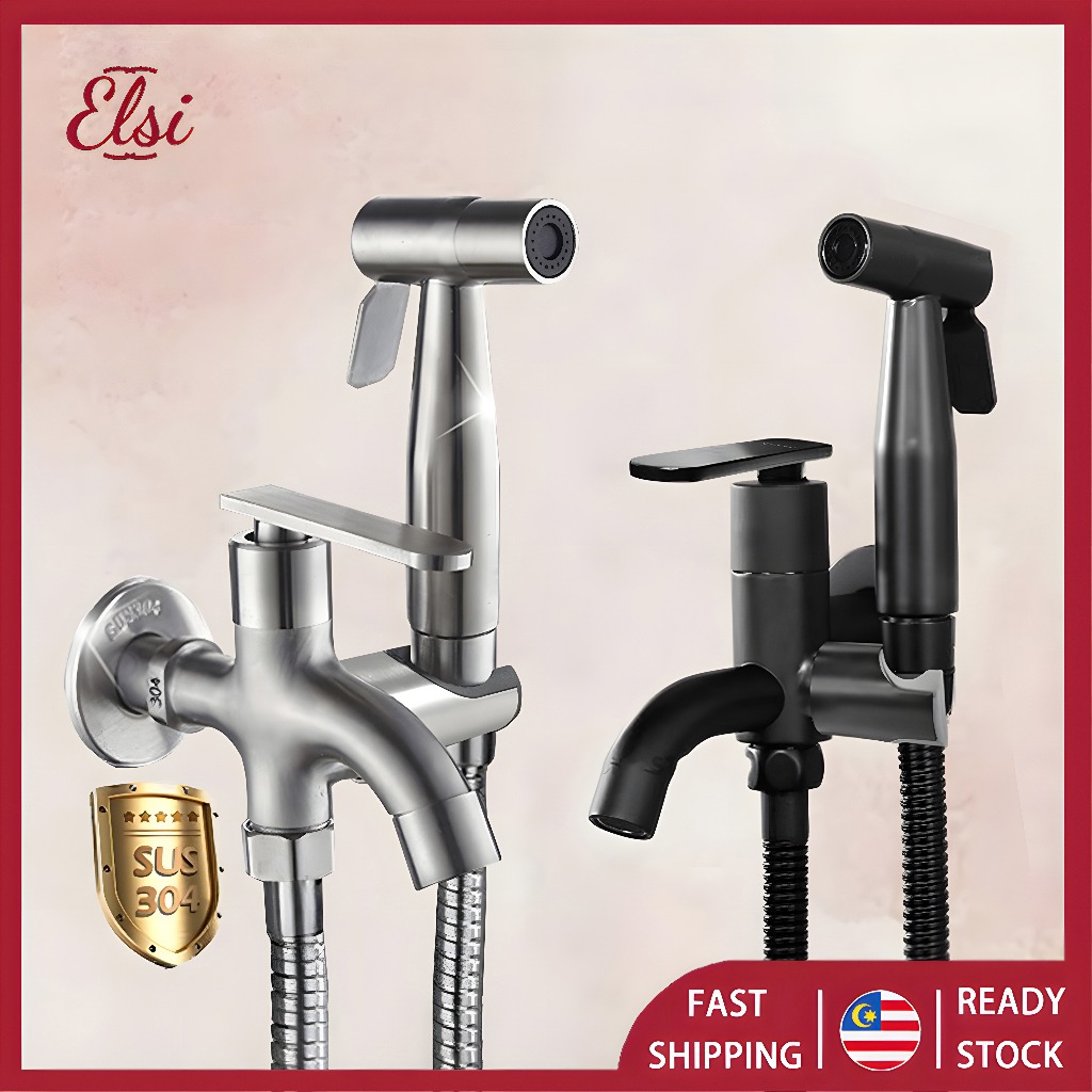 Stainless Steel Bidet spray set hand bidet Two Way Tap Faucet Bathroom ...