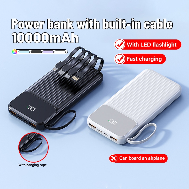 PowerBank Digital Display Screen Ultra Thin Powerbank with Cable LED ...