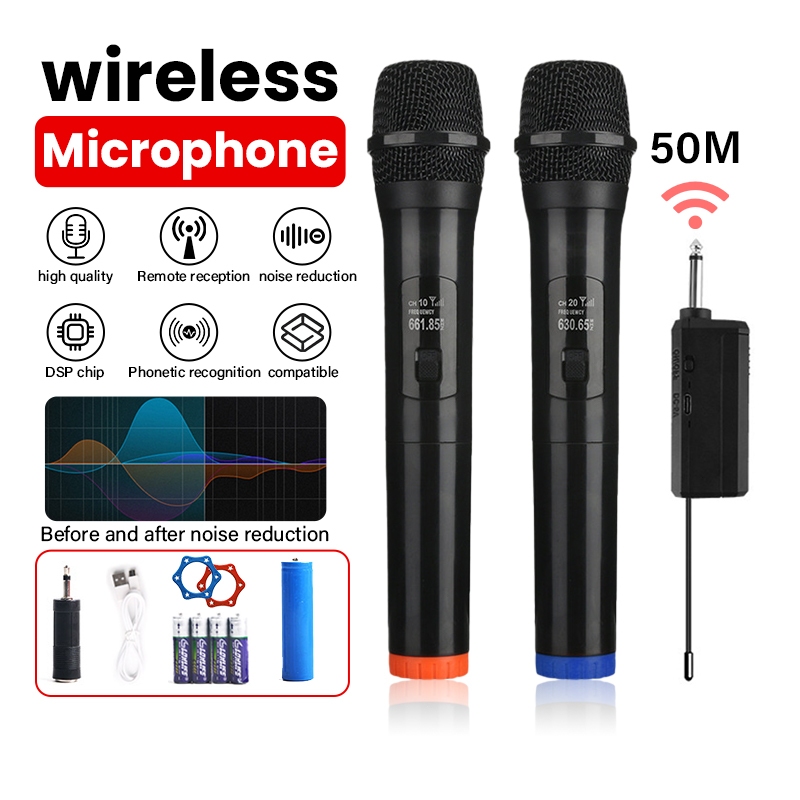 Wireless Microphone Wireless Karaoke Microphone Dynamic Mikrofon Tanpa ...