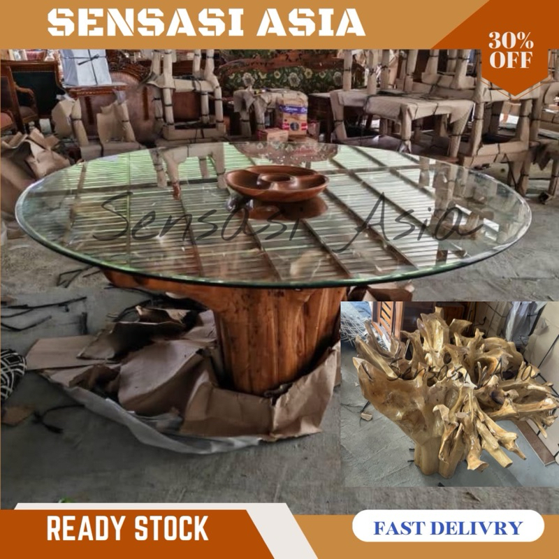 MEJA AKAR KAYU JATI / TESK WOOD ROOT DINNING TABLE | Shopee Malaysia