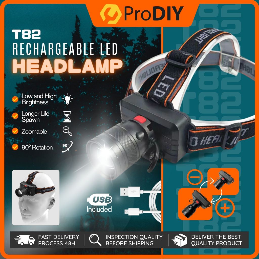 100W Rechargeable Headlamp USB Charging Outdoor Activity Hiking ...