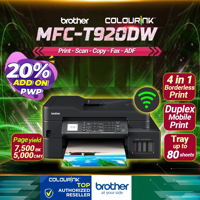 Brother MFC-T920DW Colour Inkjet Print Scan Copy Fax Wifi Ink Tank ...