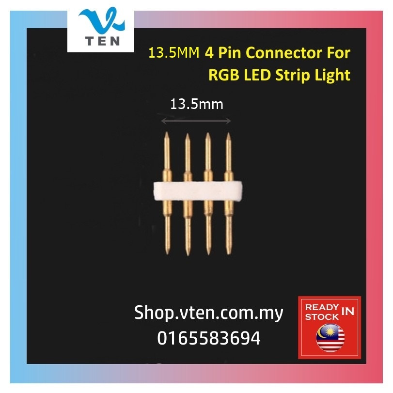 13.5mm 4 Pin Connector For AC240V 5050 2835 RGB LED Strip Light Pin ...