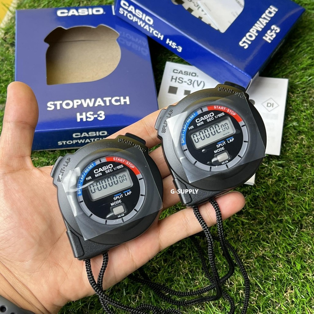 (EASY TO HANDLE) 100% Original Casio Sports Stopwatch HS-3V-1B HS-3V-1 / HS3V Waterproof Digital ...