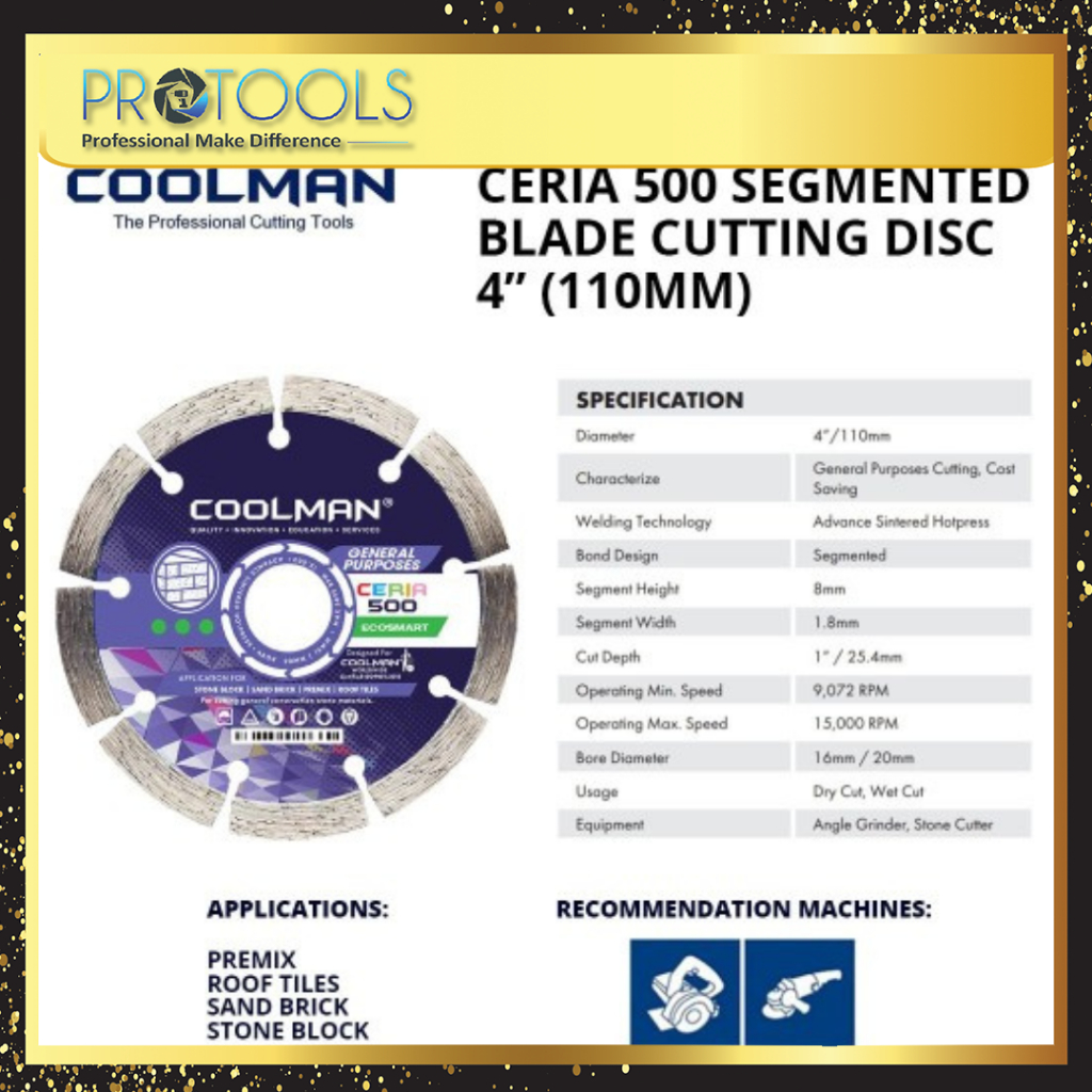COOLMAN 4''/110MM CERIA 500 SEGMENTED DRY BLADE | Shopee Malaysia