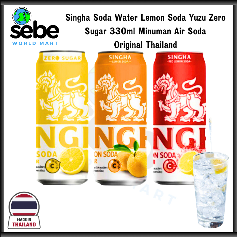 Singha Soda Water Lemon Soda Yuzu Zero Sugar 330ml Minuman Air Soda ...