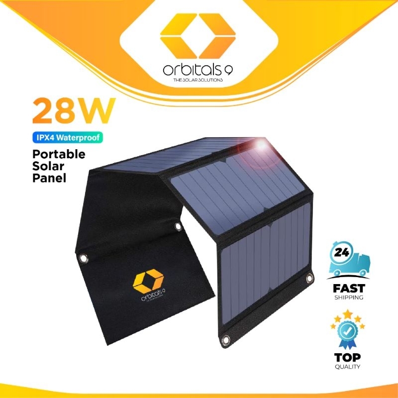 Orbitals 9 28W Portable Solar Panel Can Charger (5V/3A) SunPower Solar ...