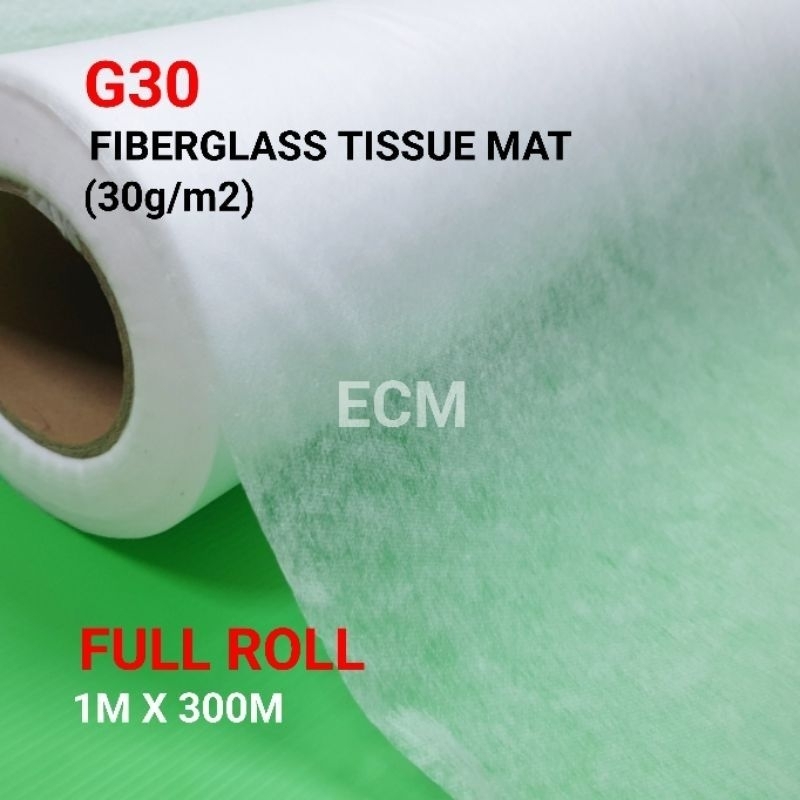 G30 FIBER TISSUE MAT (1M X 250M ROLL) 30GSM FIBERGLASS SURFACE MAT ...