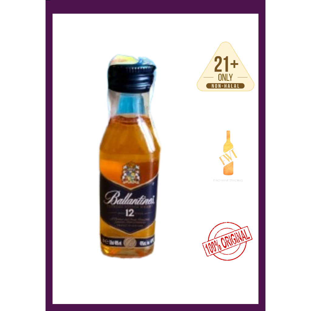 Ballantines 12 Year Old Blended Scotch Whisky Miniature 50mL 40abv PET ...