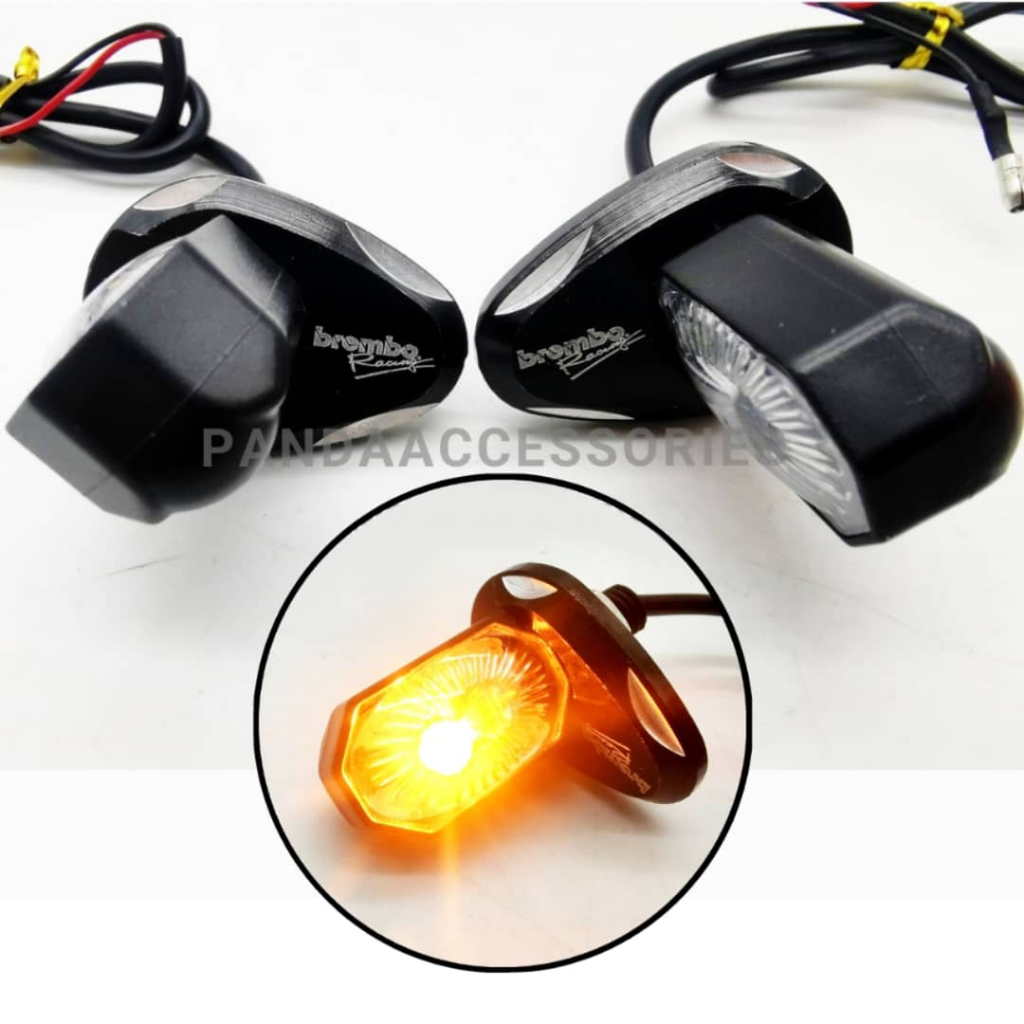 LED SIGNAL YELLOW WITH BRACKET BREMBO LIGHT UNIVERSAL LAMPU SIGNAL ...