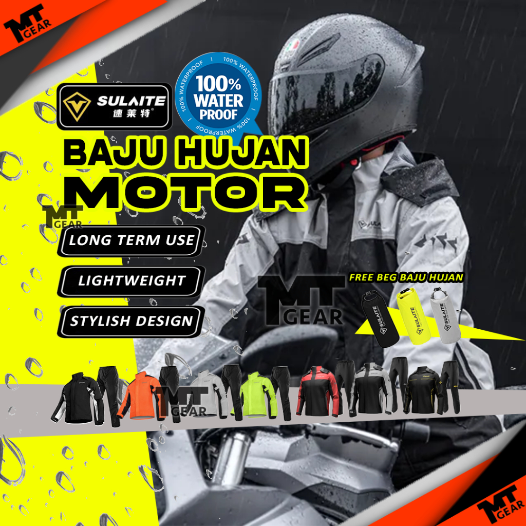 Sulaite Motorcycle Raincoat Double Layer Jackets Pants With Hoodie ...