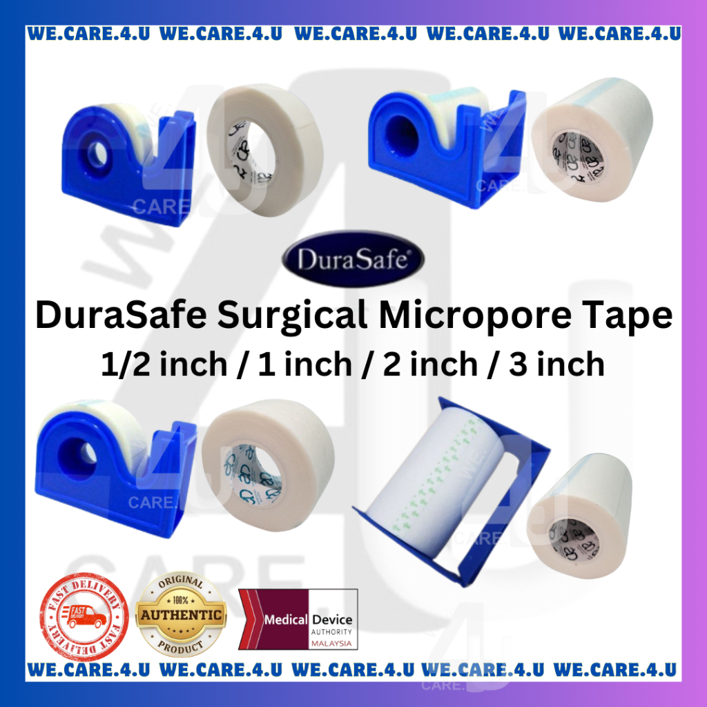 ~DURASAFE SURGICAL TAPE WITH/WITHOUT DISPENSER 1/2INCH / 1 INCH / 2 ...